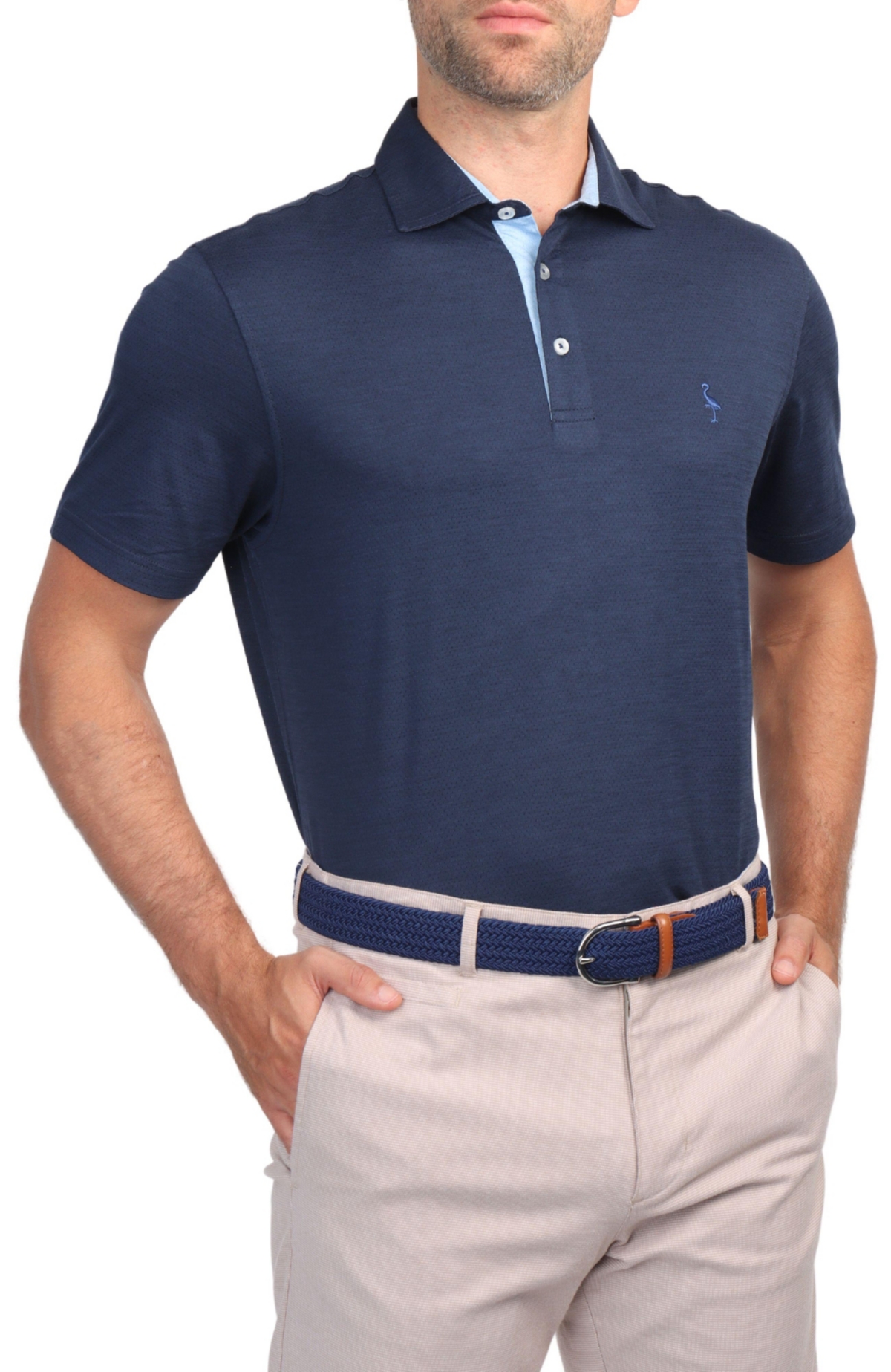 Click here for Tailorbyrd Mens Melange Mesh Performance Polo - Na... prices