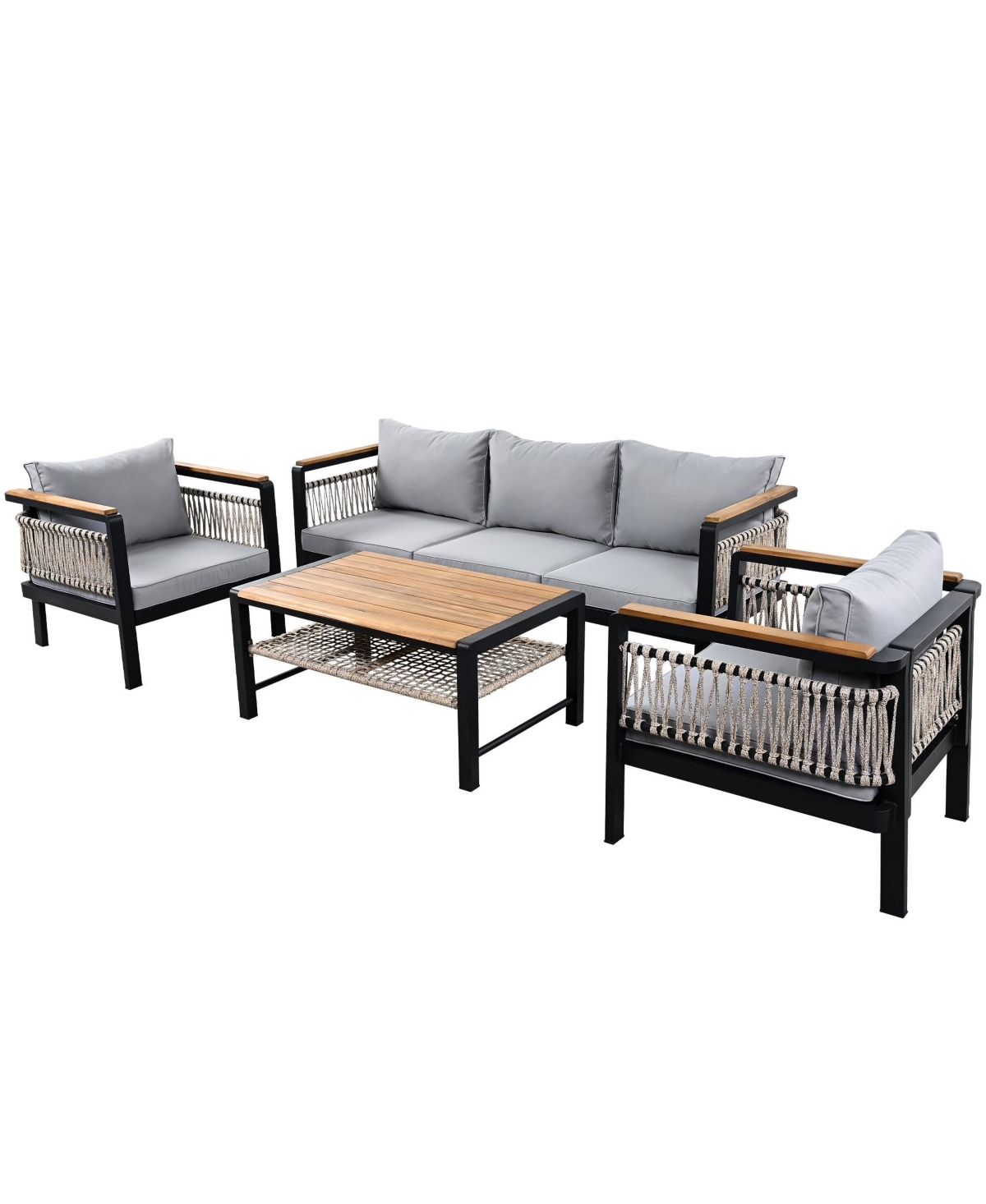 Click here for Mondawe 4 Pieces Outdoor Sectional Sofa Set 5-pers... prices