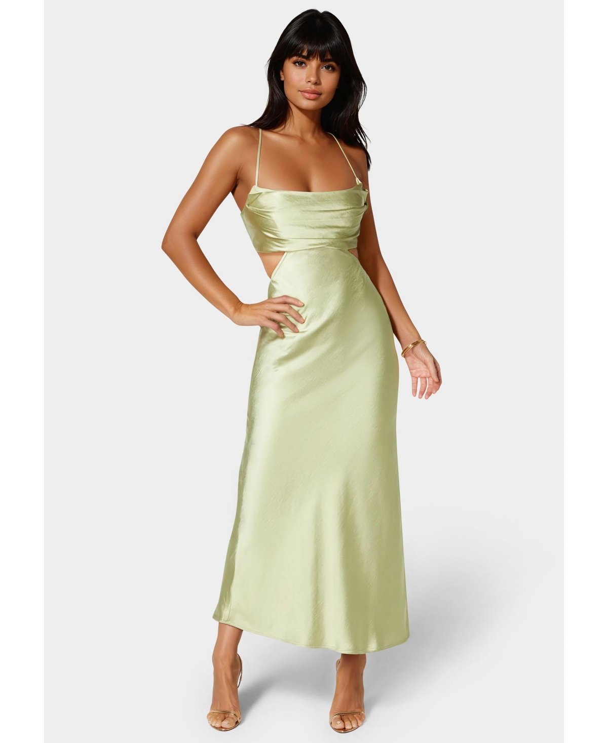 Click here for Bebe Womens Open Back Cut Out Midi Slip Dress - Gr... prices