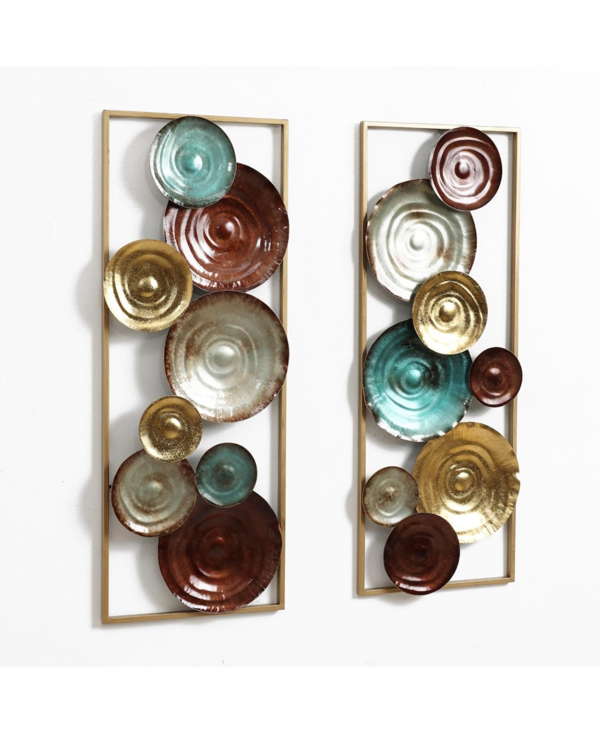 Click here for LuxenHome 2-Piece Multi-Color Gems Abstract Metal... prices