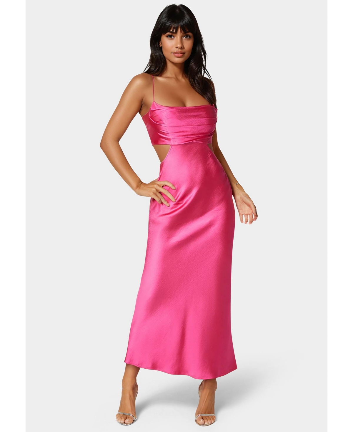 Click here for Bebe Womens Open Back Cut Out Midi Slip Dress - Li... prices