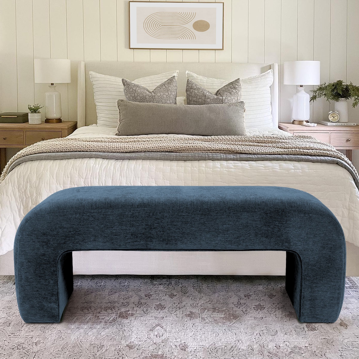 Click here for 47" Velvet Upholstered Waterfall Bench  Moder... prices
