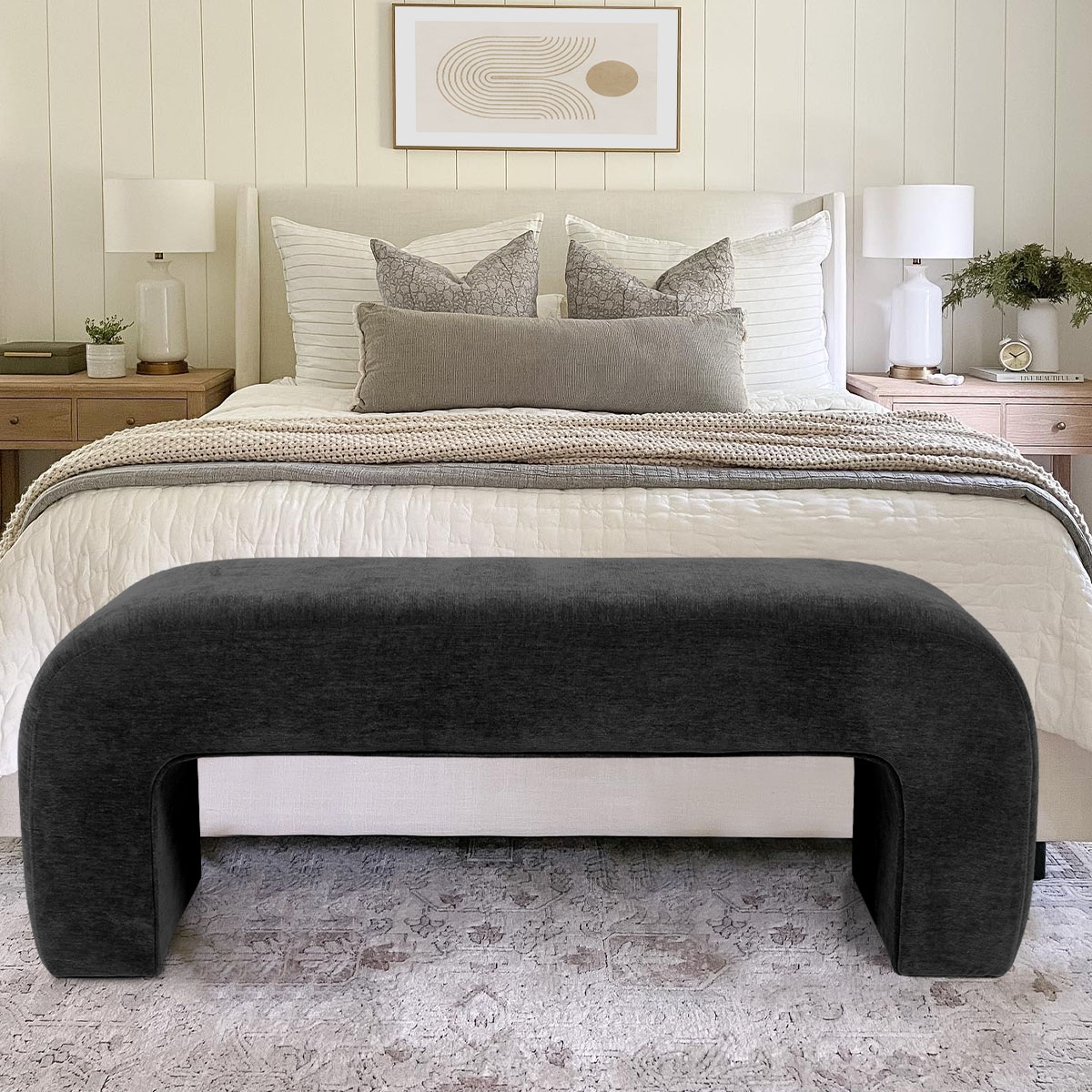 Click here for 47" Velvet Upholstered Waterfall Bench  Moder... prices