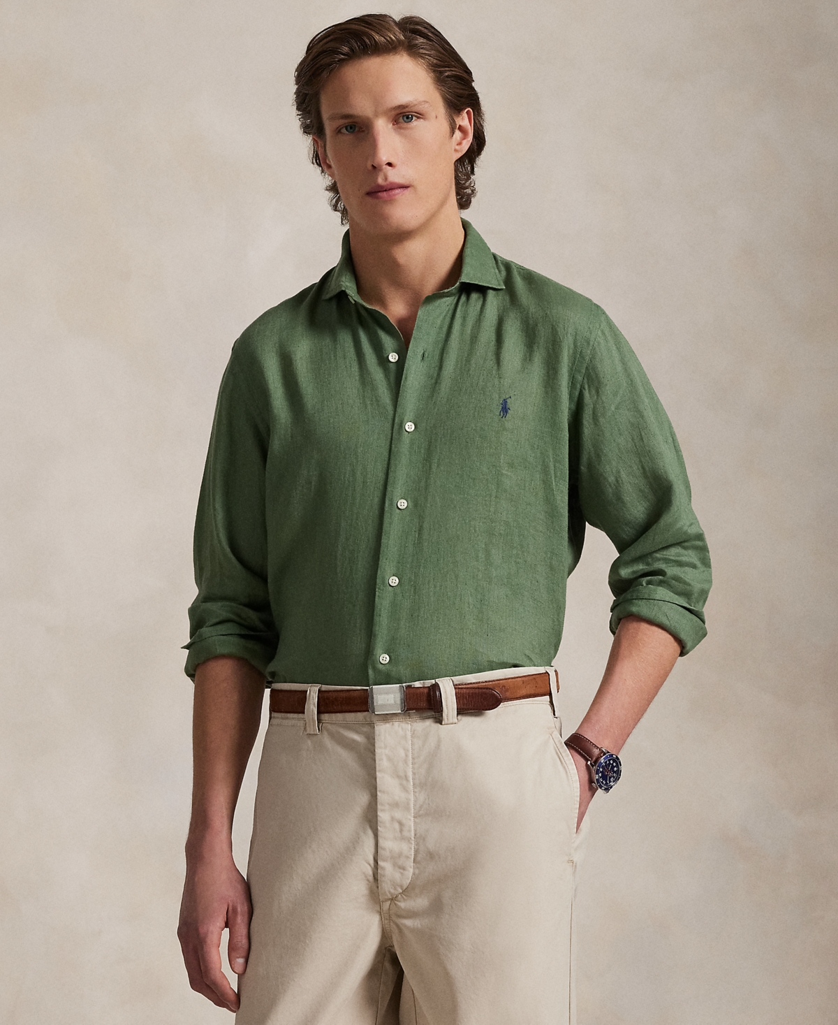 Click here for Polo Ralph Lauren Mens Classic-Fit Linen Shirt - F... prices