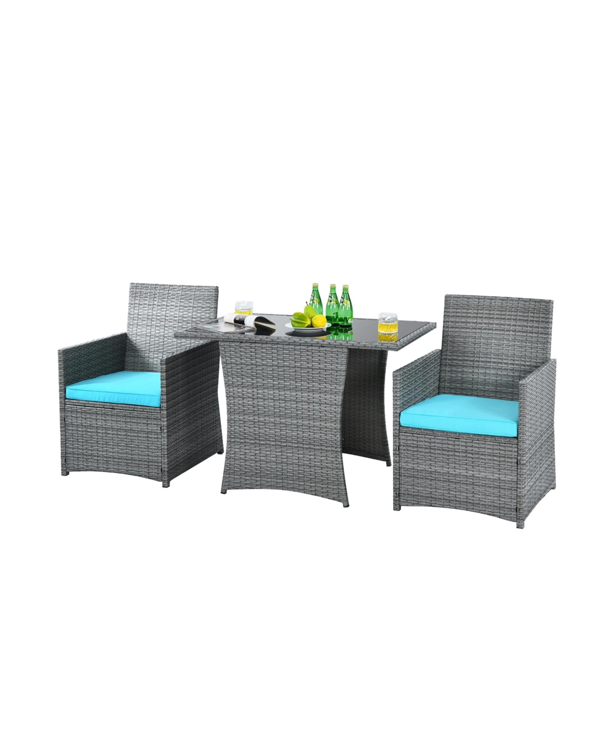 Click here for Gymax 3PCS Outdoor Rattan Conversation Set Patio D... prices