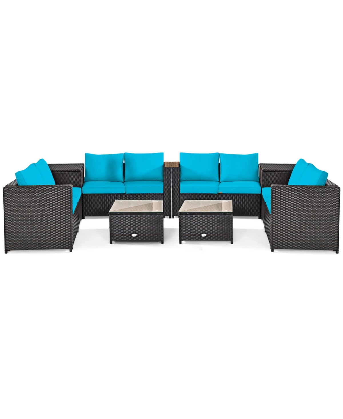 Click here for Gymax 8PCS Cushioned Rattan Patio Conversation Set... prices