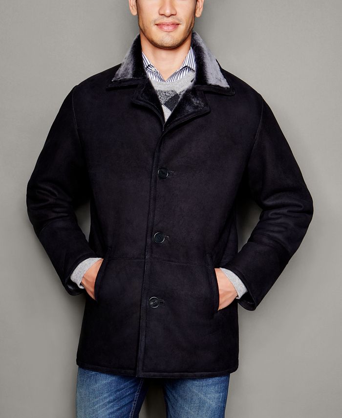 The Fur Vault Mens Shearling Notch-Collar Coat - Macy's