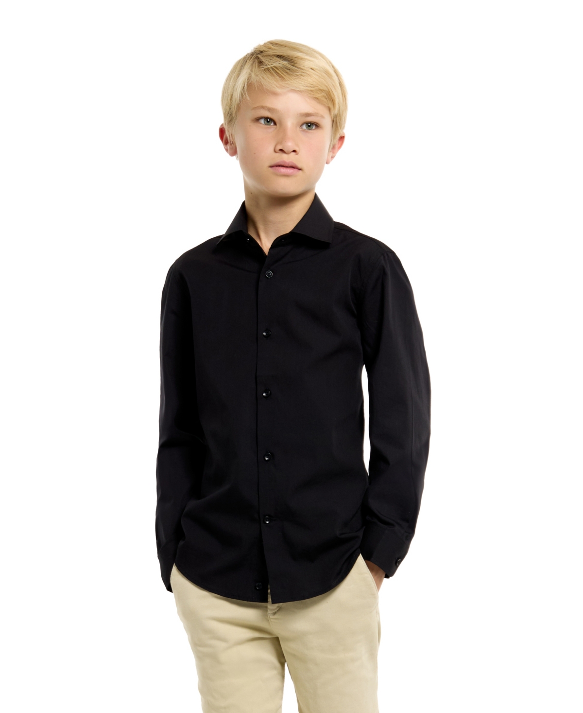 Click here for OppoSuits Big Boys Knight Solid Color Shirt - Blac... prices