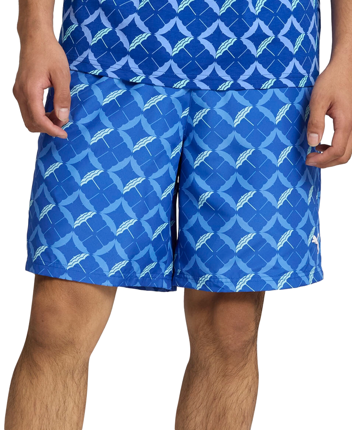 Puma Mens Resort Umbrella-Graphic Shorts - Vivid Blue