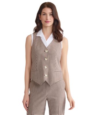 Jones New York Women's Check-Print Button-Front Vest - Macy's