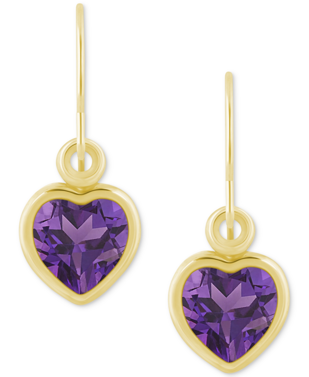 Click here for Gemstone Heart Drop Earrings in 10k Yellow Gold (a... prices