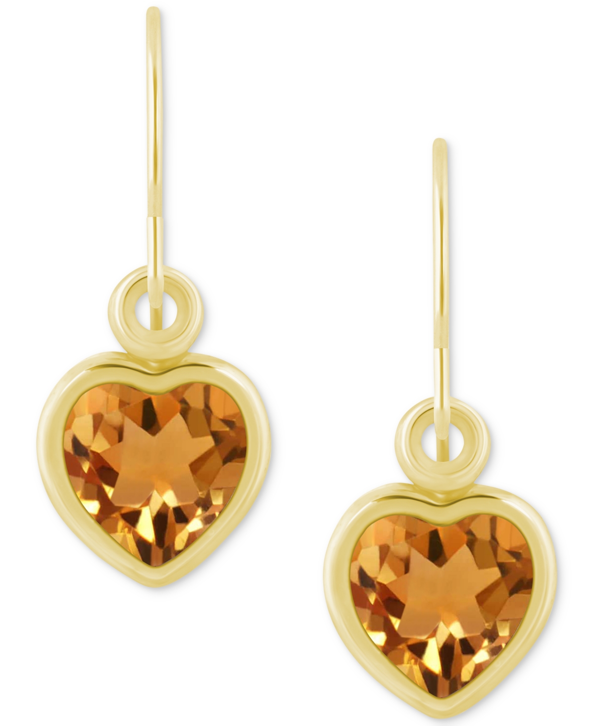 Click here for Gemstone Heart Drop Earrings in 10k Yellow Gold (a... prices