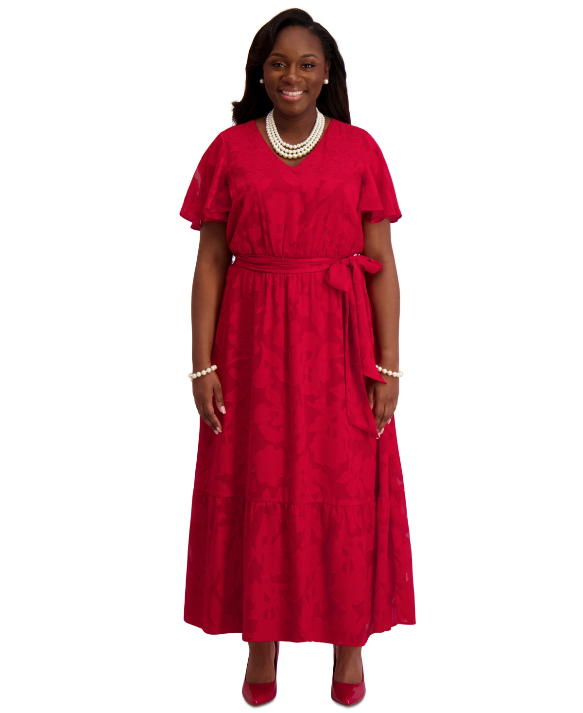 Click here for Kasper Flutter-Sleeve Smock-Waist Dress  Regular &... prices