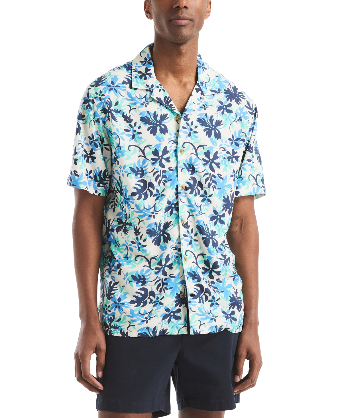 Click here for Beach Boys x Nautica Mens Floral Camp Shirt - Blue... prices
