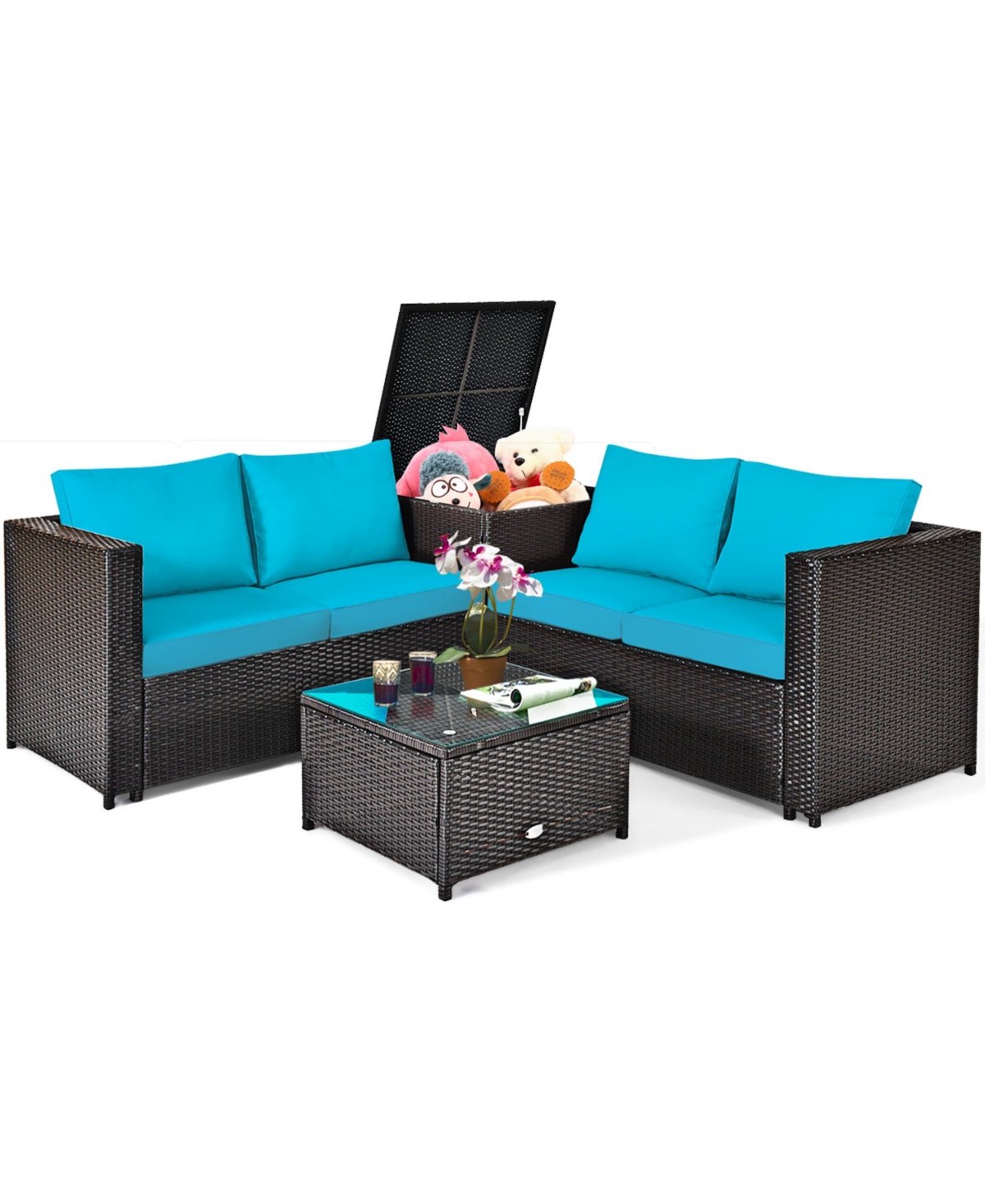 Click here for Gymax 4PCS Cushioned Rattan Patio Conversation Set... prices