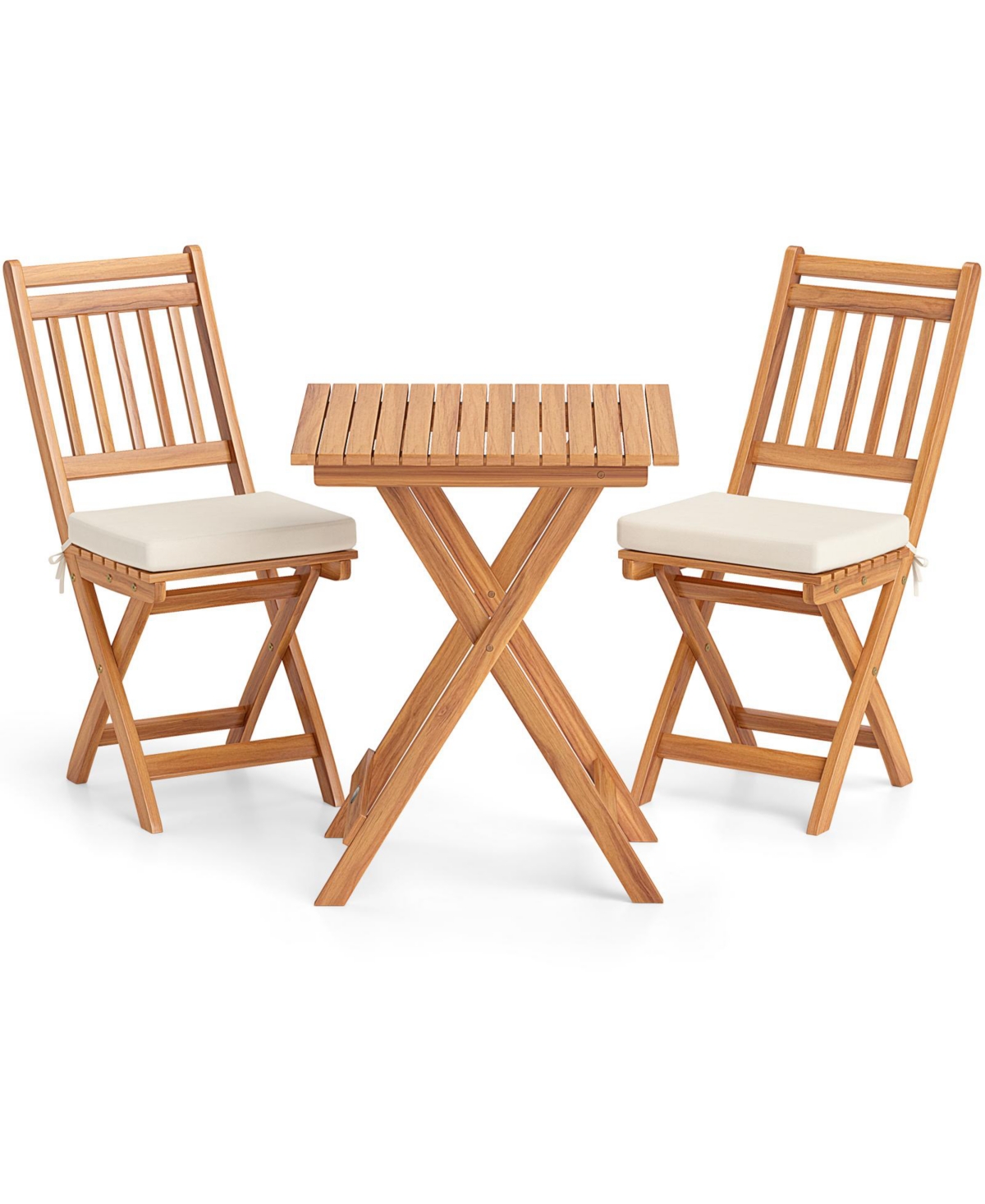 Click here for Outdoor Wood Bistro Set with Soft Seat Cushions an... prices