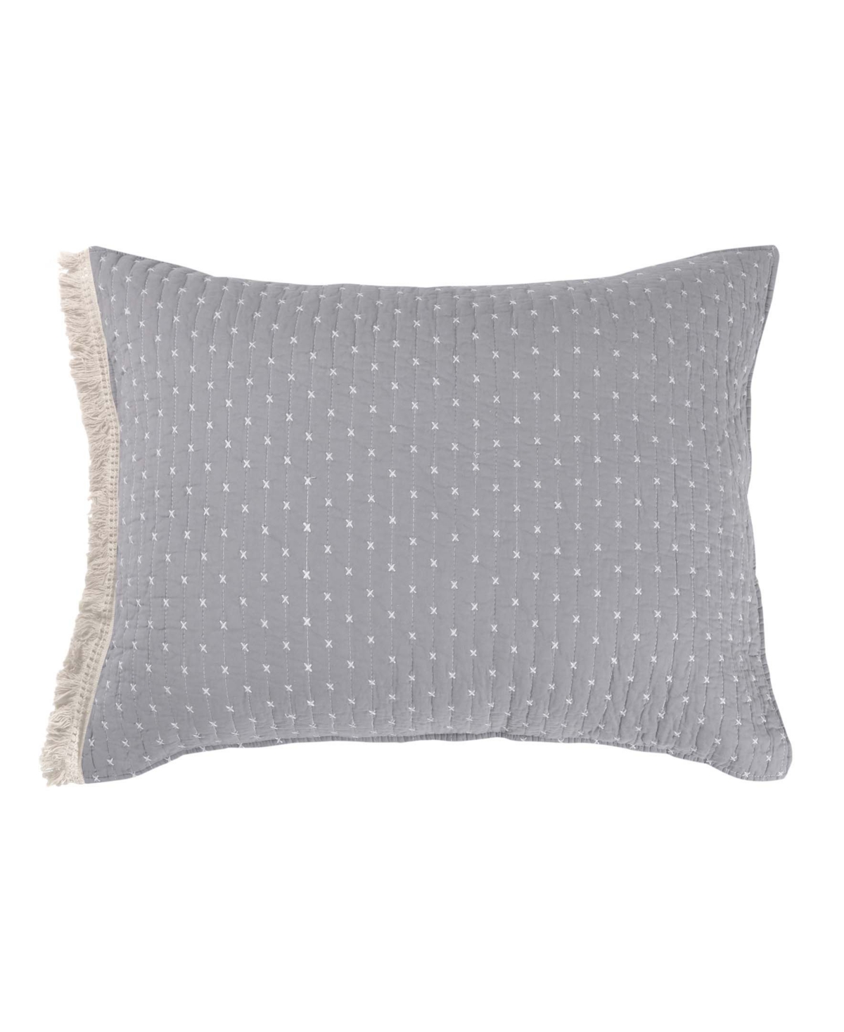 Click here for Levtex Cross Stitch Sham  Standard - Gray prices