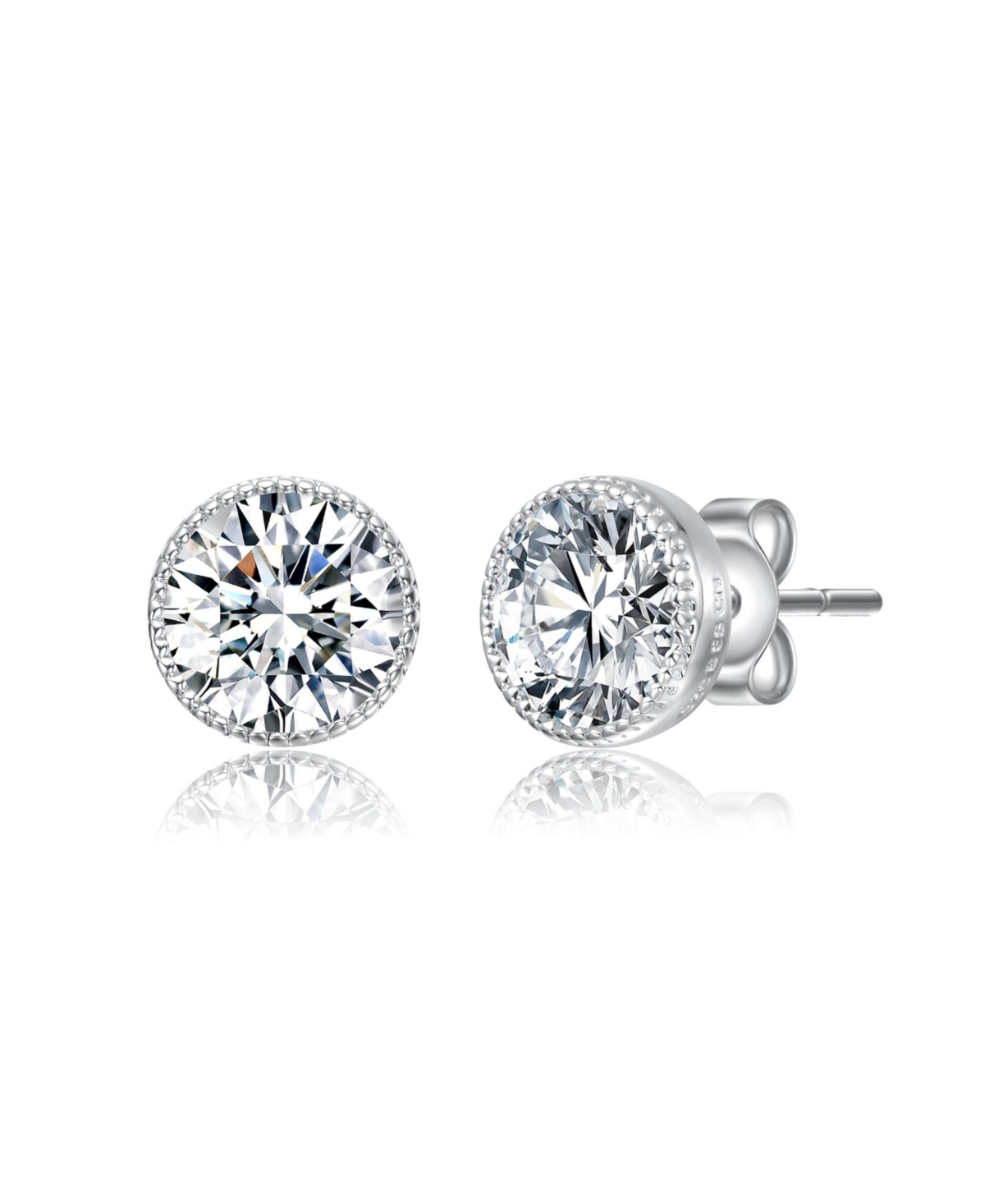 Click here for Round Bezel Set Clear Cubic Zirconia Stud Earrings... prices