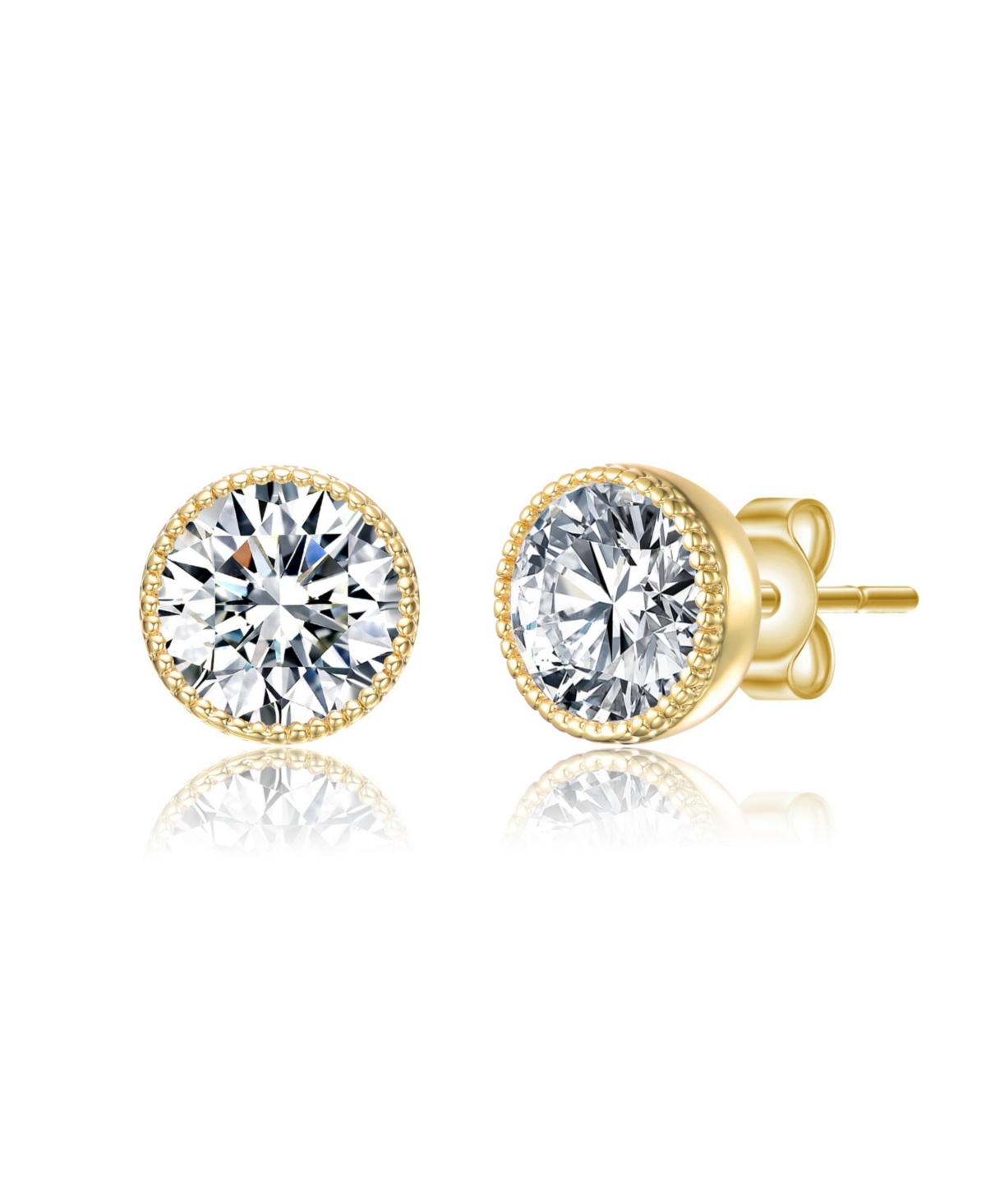 Click here for Round Bezel Set Clear Cubic Zirconia Stud Earrings... prices