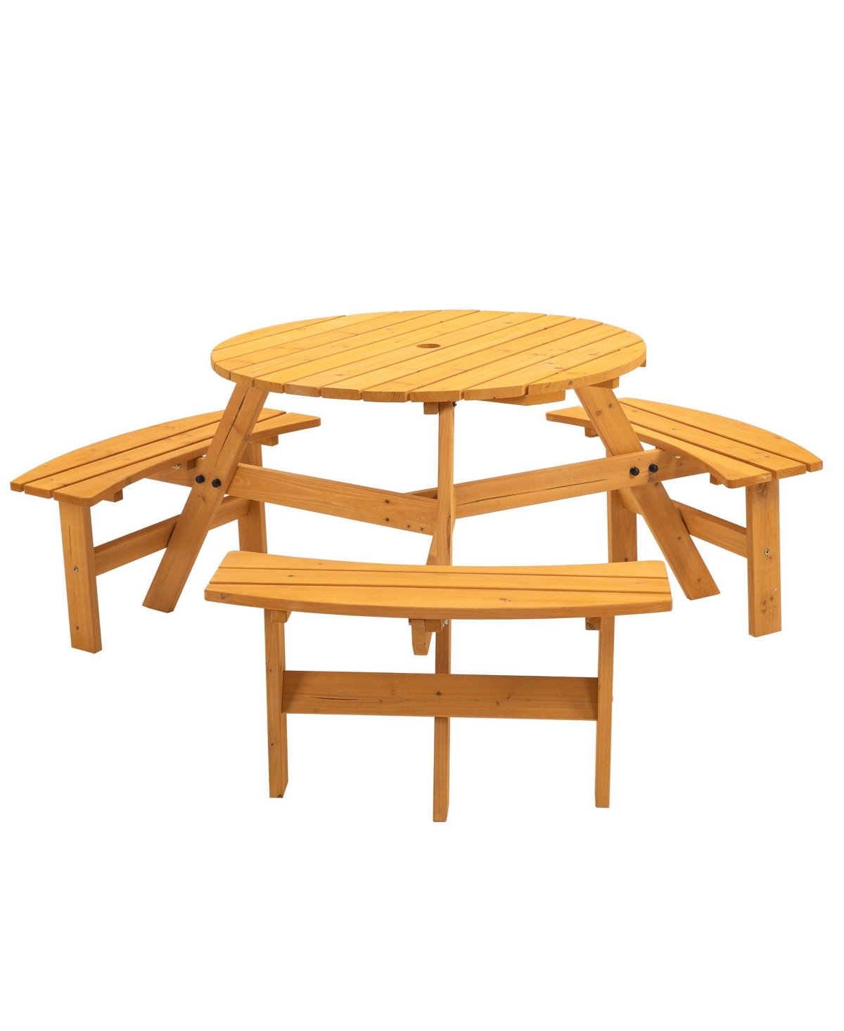 Click here for 6-Person Natural Circular Wood Outdoor Picnic Tabl... prices