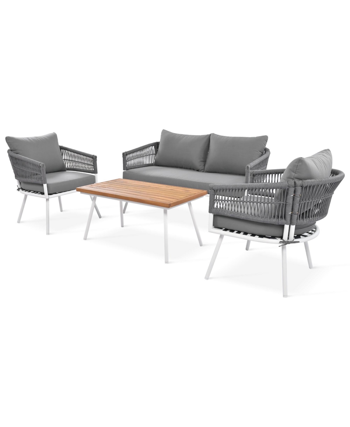 Click here for Patio Conversation 4-Piece Boho Rope Patio Furnitu... prices