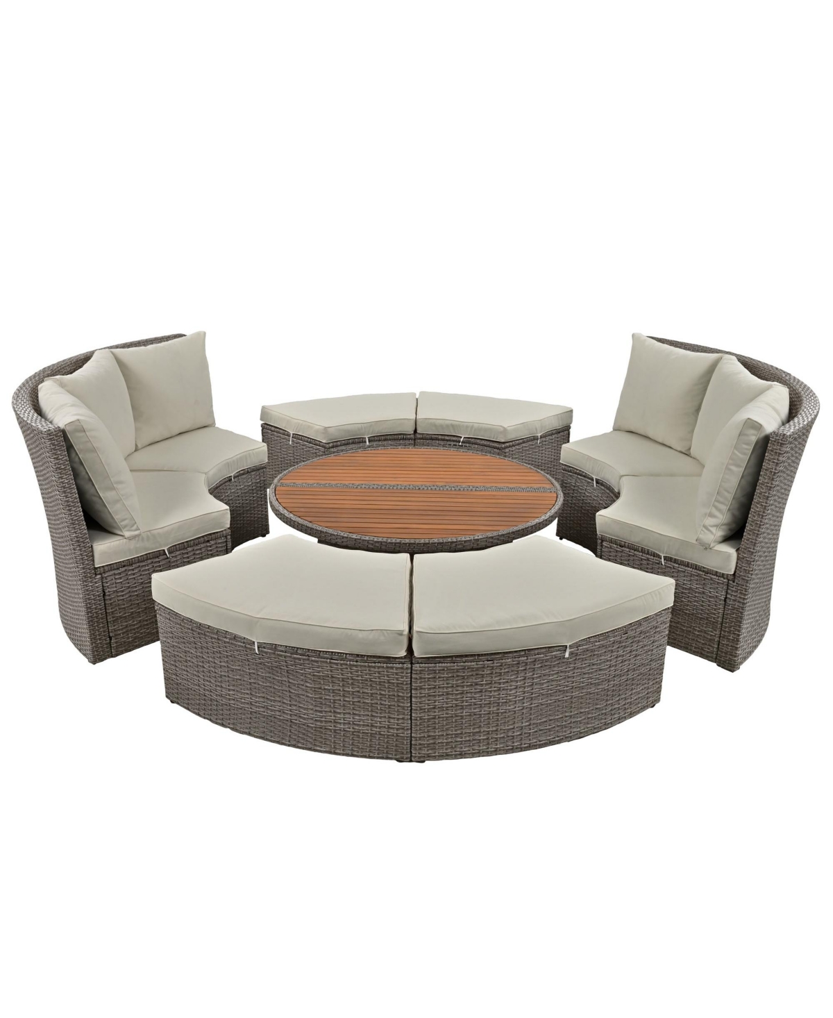 Click here for 5-Piece Round Rattan Sectional Sofa Set All-Weathe... prices