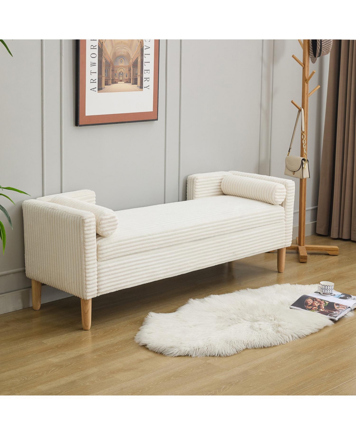 Click here for Streamdale Corduroy Storage Bench with Armrests &... prices