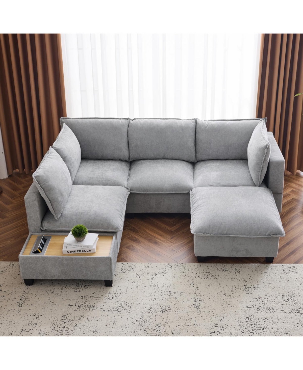 Click here for 90 U-Shaped Sectional Sofa with Ottoman & Charging... prices