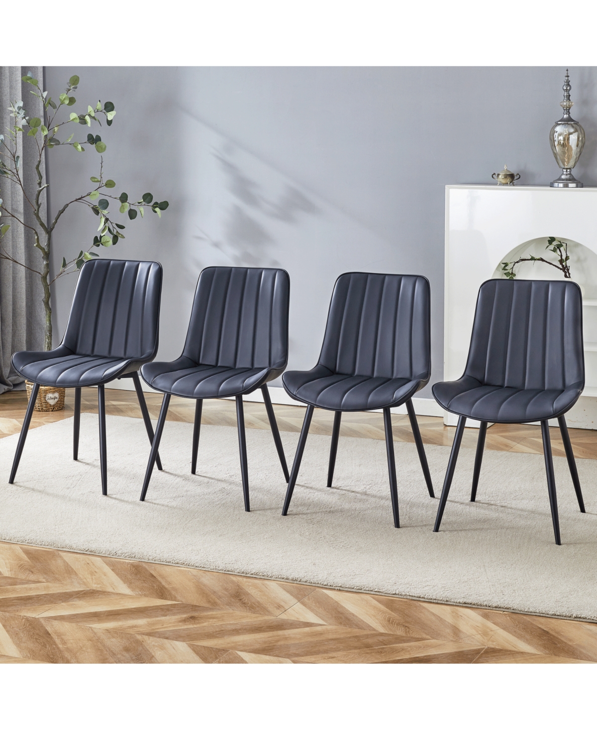 Click here for Streamdale Ergonomic Black Dining Chairs - Set of... prices