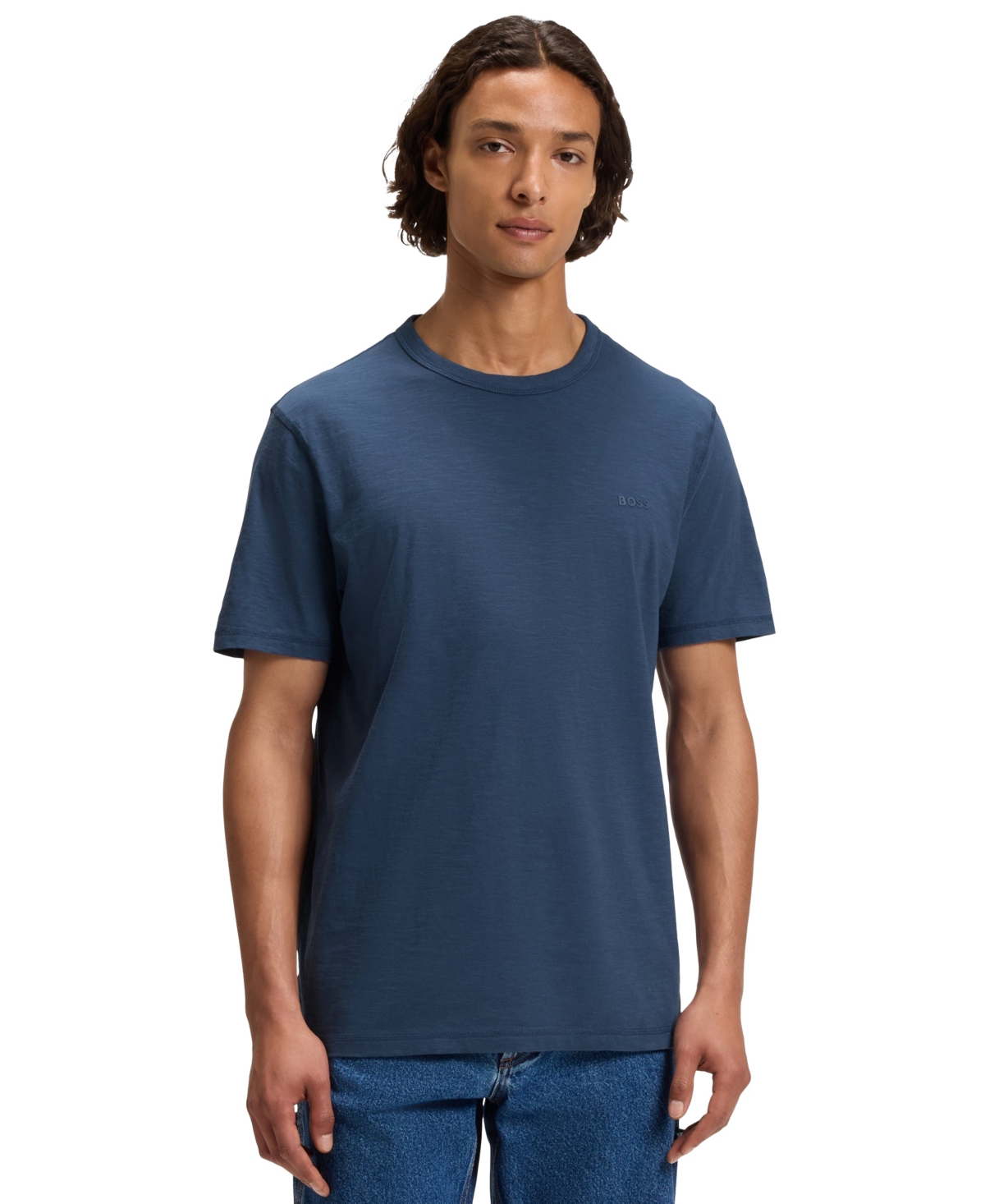 Click here for Boss by Hugo Boss Mens Slub-Cotton Logo Detail T-S... prices