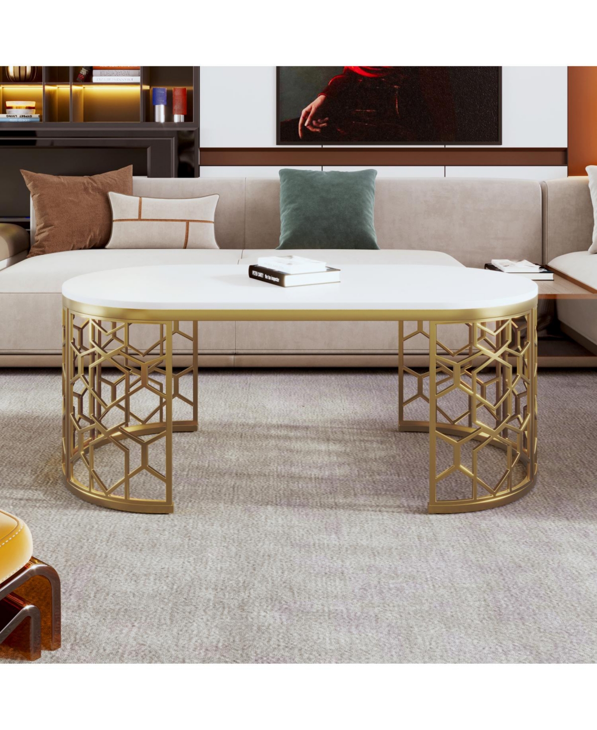 Click here for Streamdale Modern Oval Coffee Table with Cut-Out P... prices