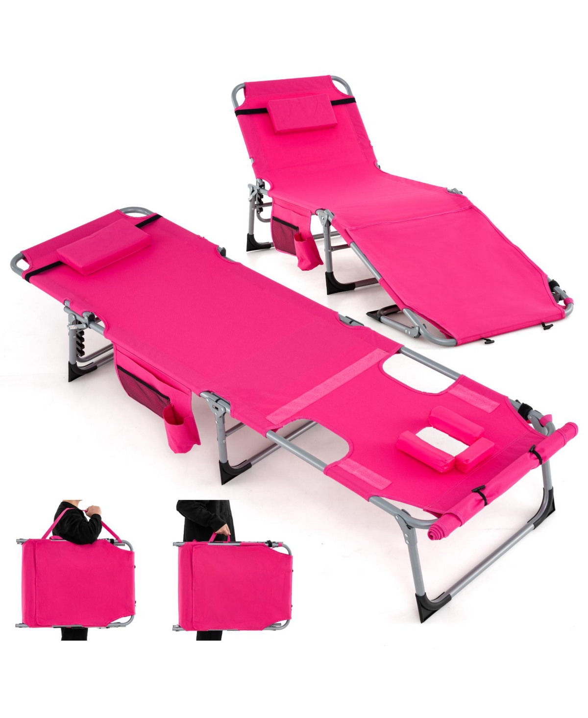 Click here for 5-position Outdoor Folding Chaise Lounge Chair-Pin... prices