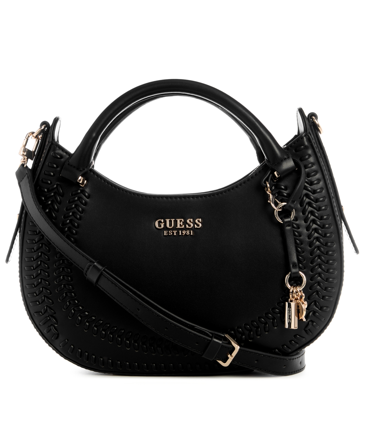Click here for Guess Tatum Medium Satchel Bag - Black prices