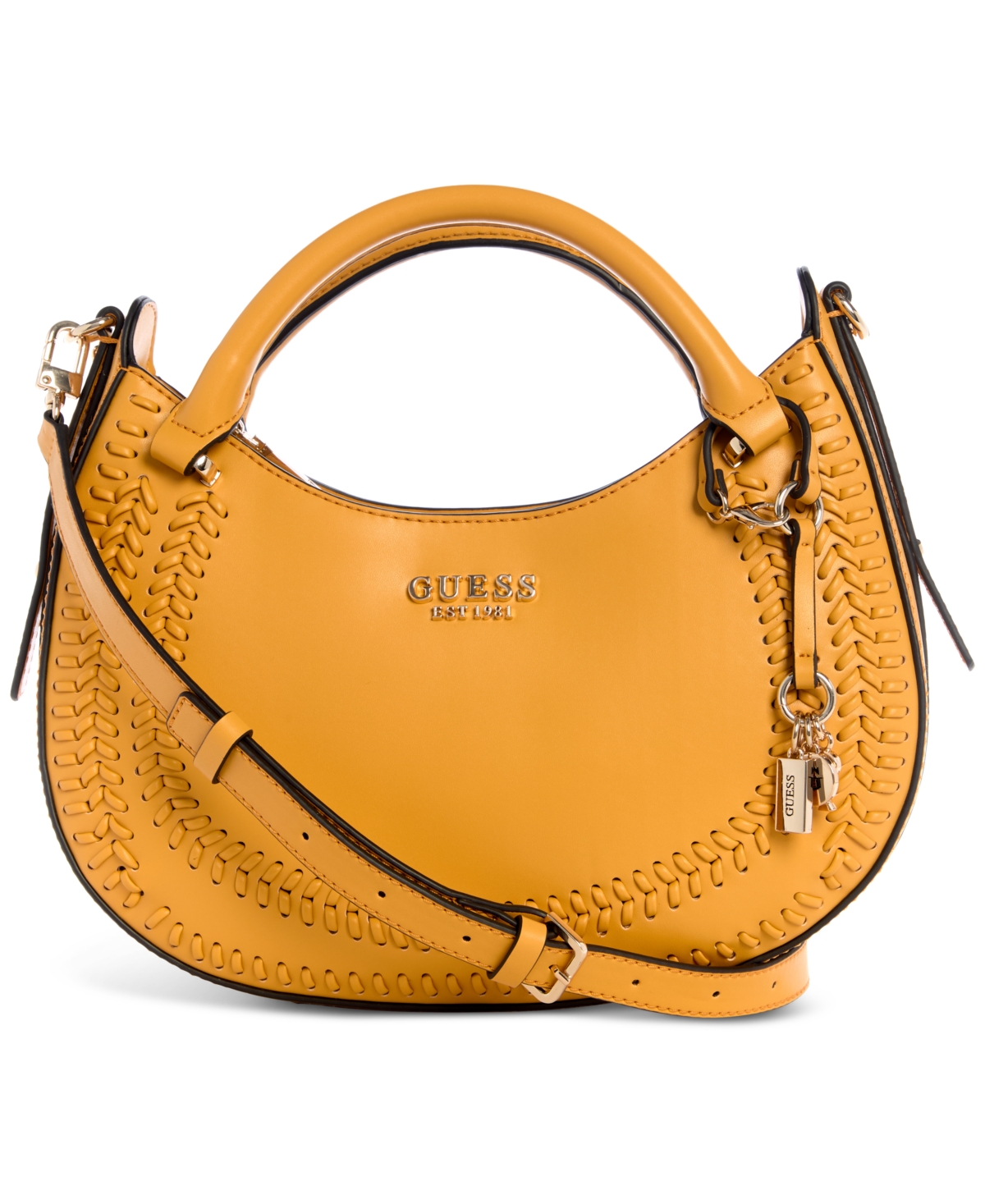 Click here for Guess Tatum Medium Satchel Bag - Marigold prices