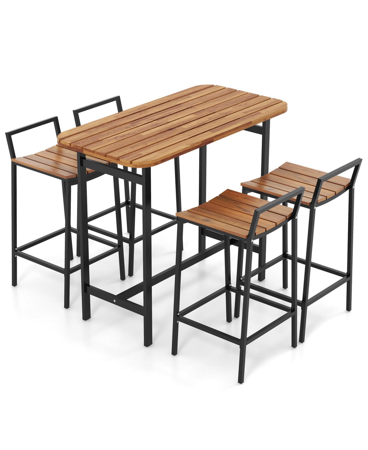 Click here for 5 Piece Acacia Wood Bar Table Set Bar Height Table... prices