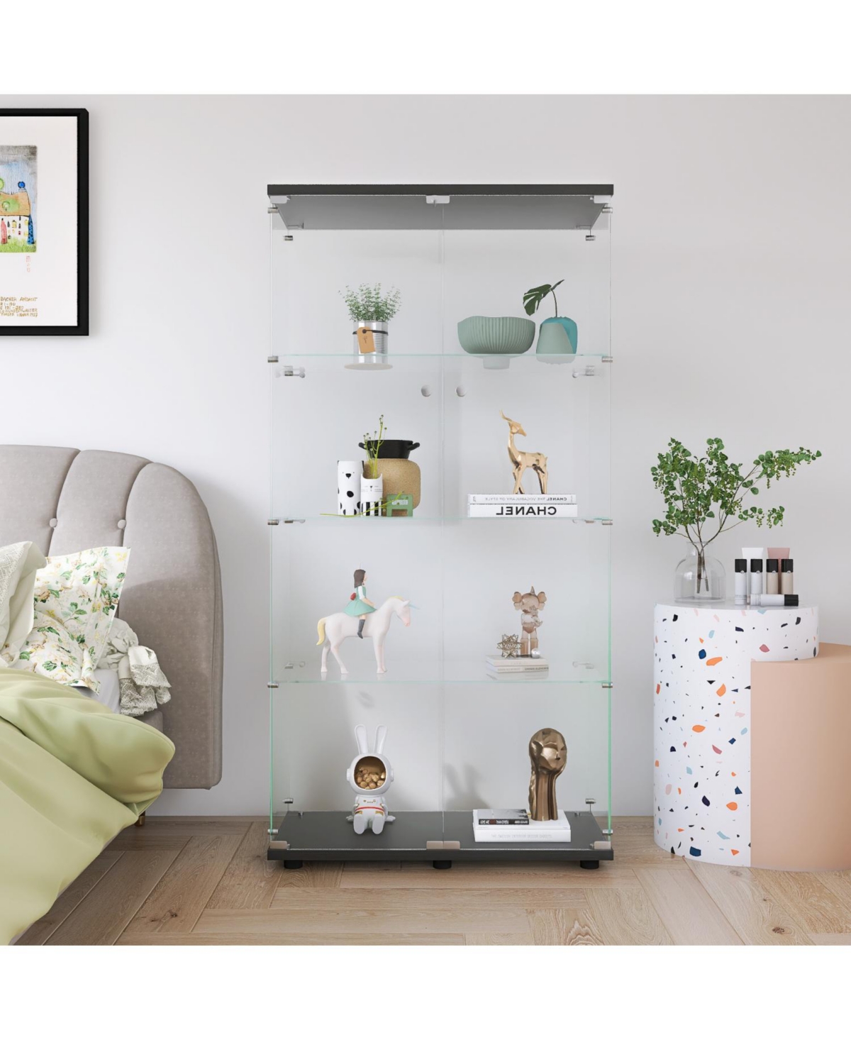 Click here for Streamdale Black 4-Shelf Glass Display Cabinet - B... prices