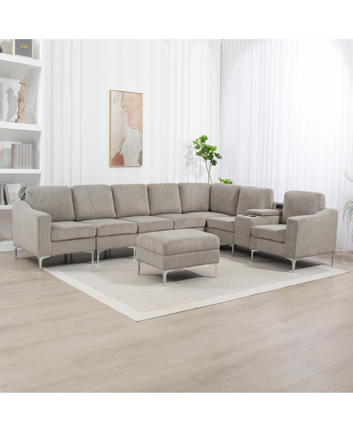 Click here for Corduroy Convertible Sectional Sofa with Ottoman... prices