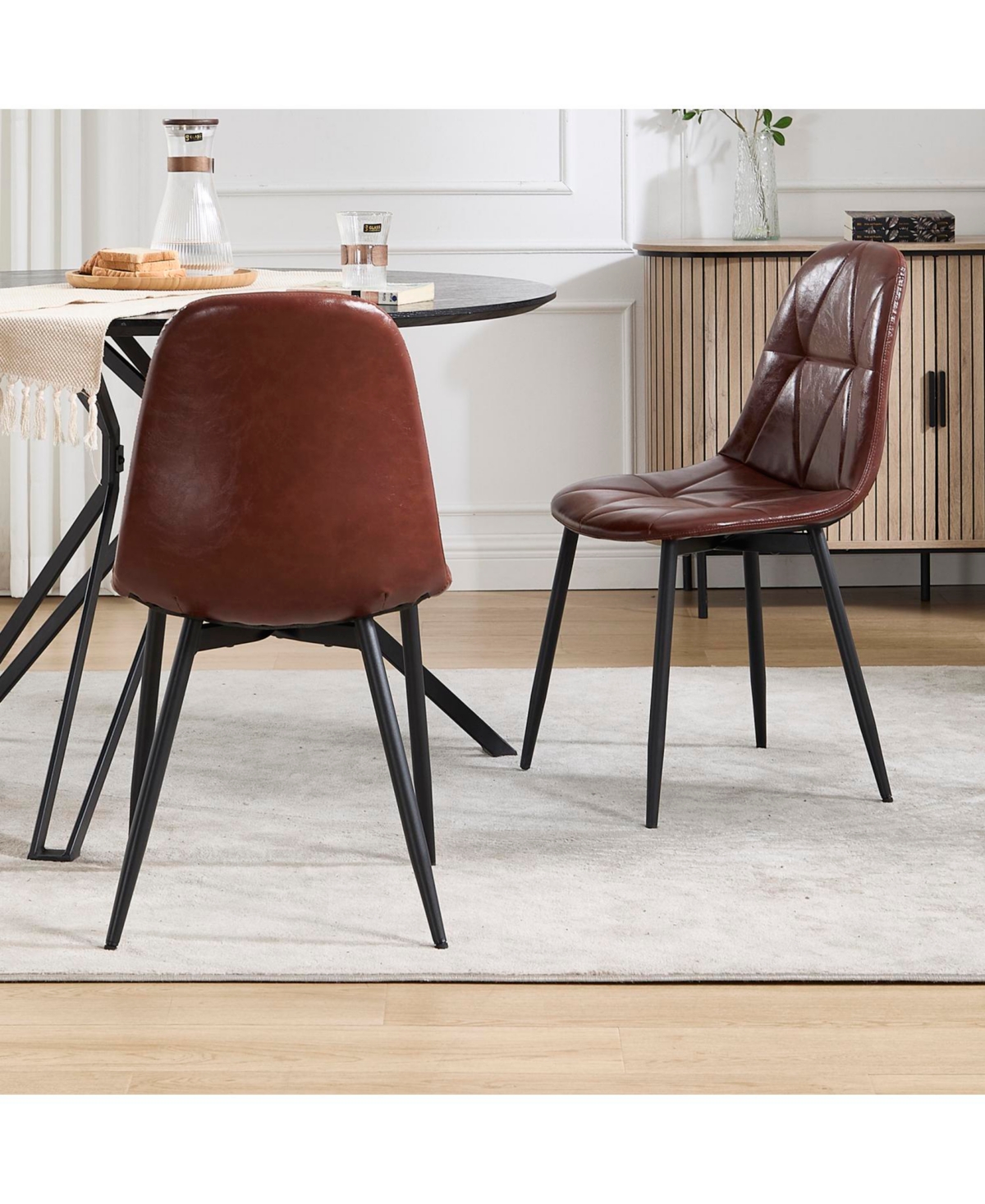 Click here for Streamdale Faux Leather Upholstered Dining Chairs... prices