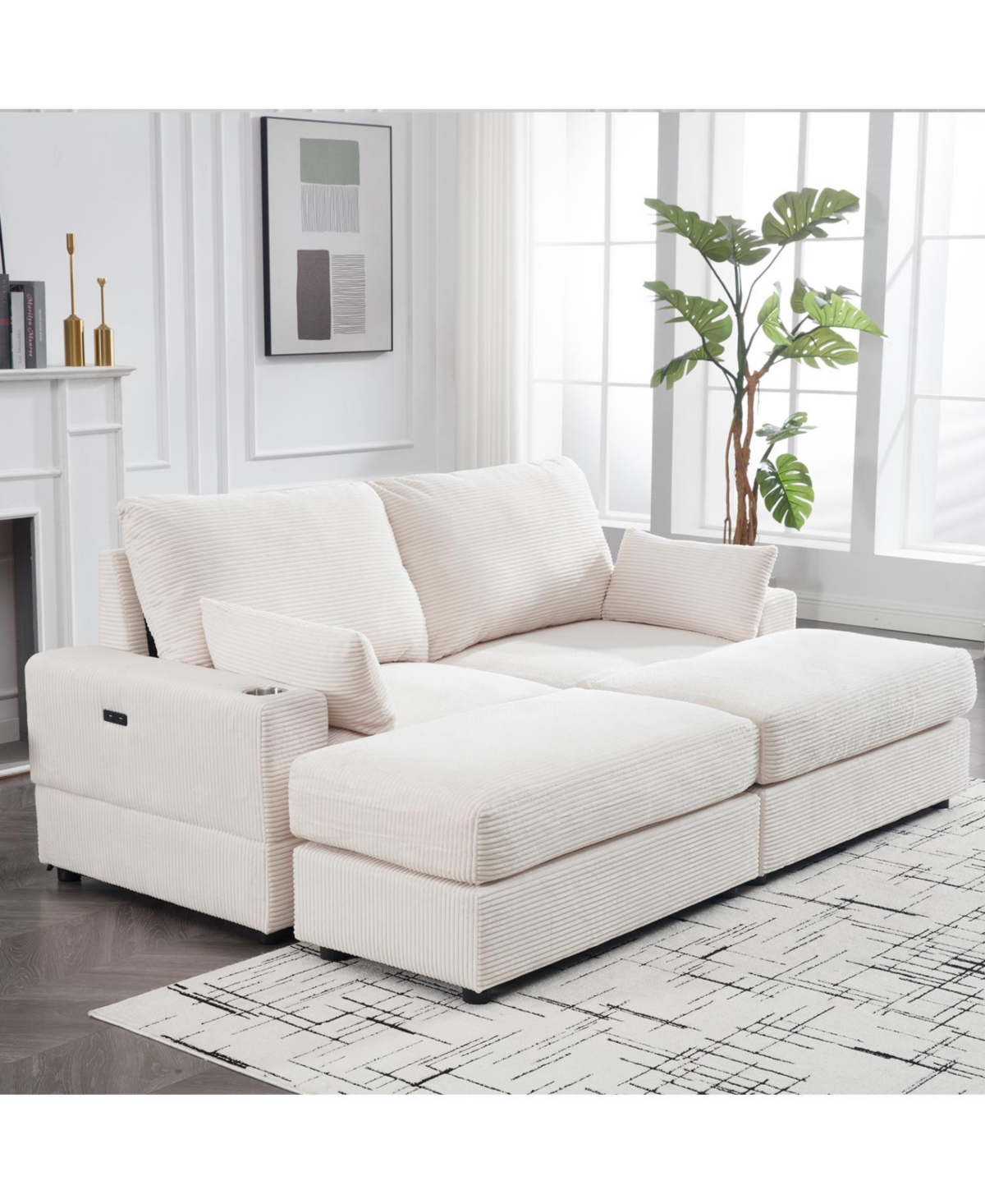 Click here for Modern Luxury Twin Sleeper Sofa with Corduroy Upho... prices