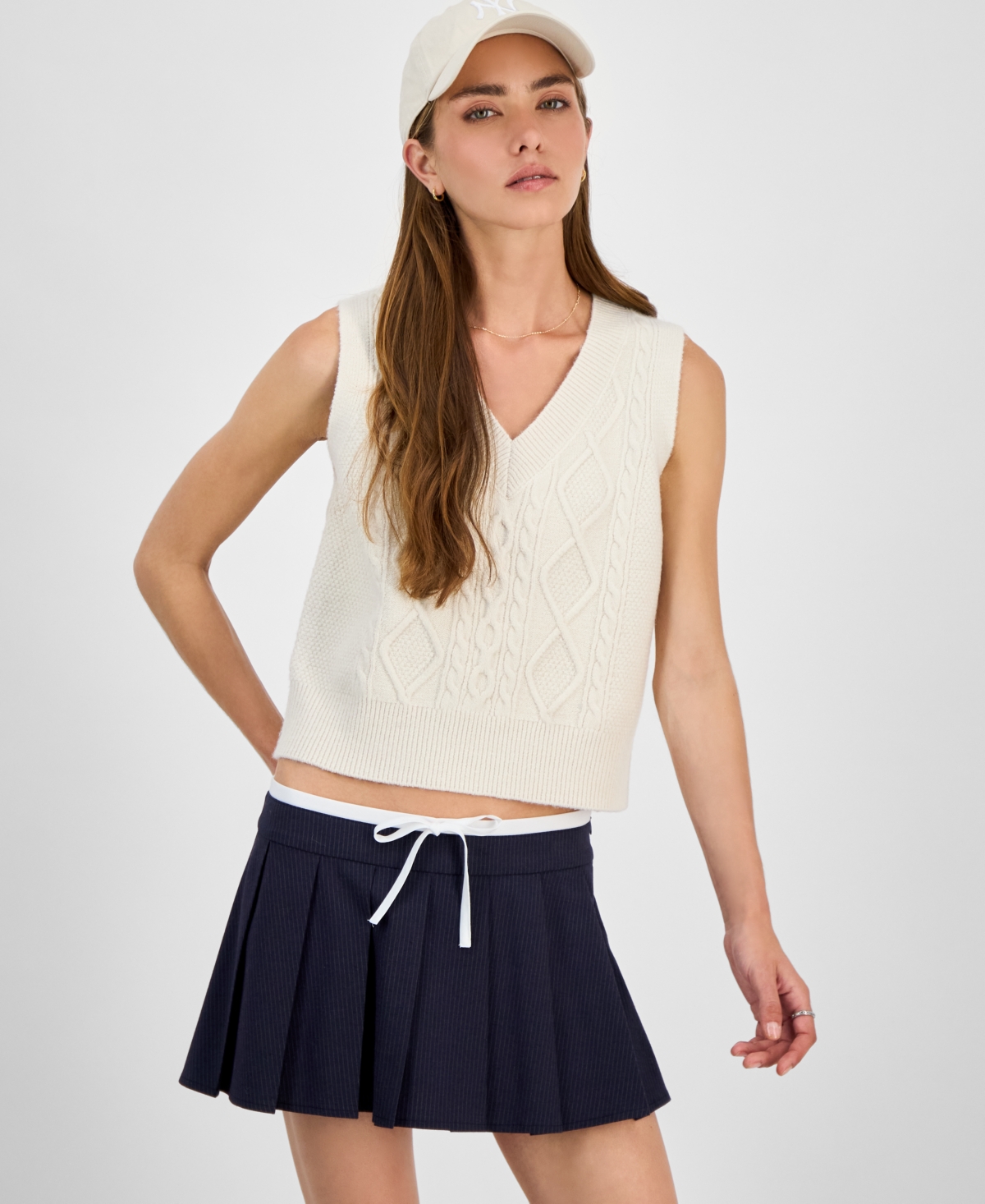 Click here for Hooked Up by Iot Juniors Cable-Knit Sweater Vest -... prices