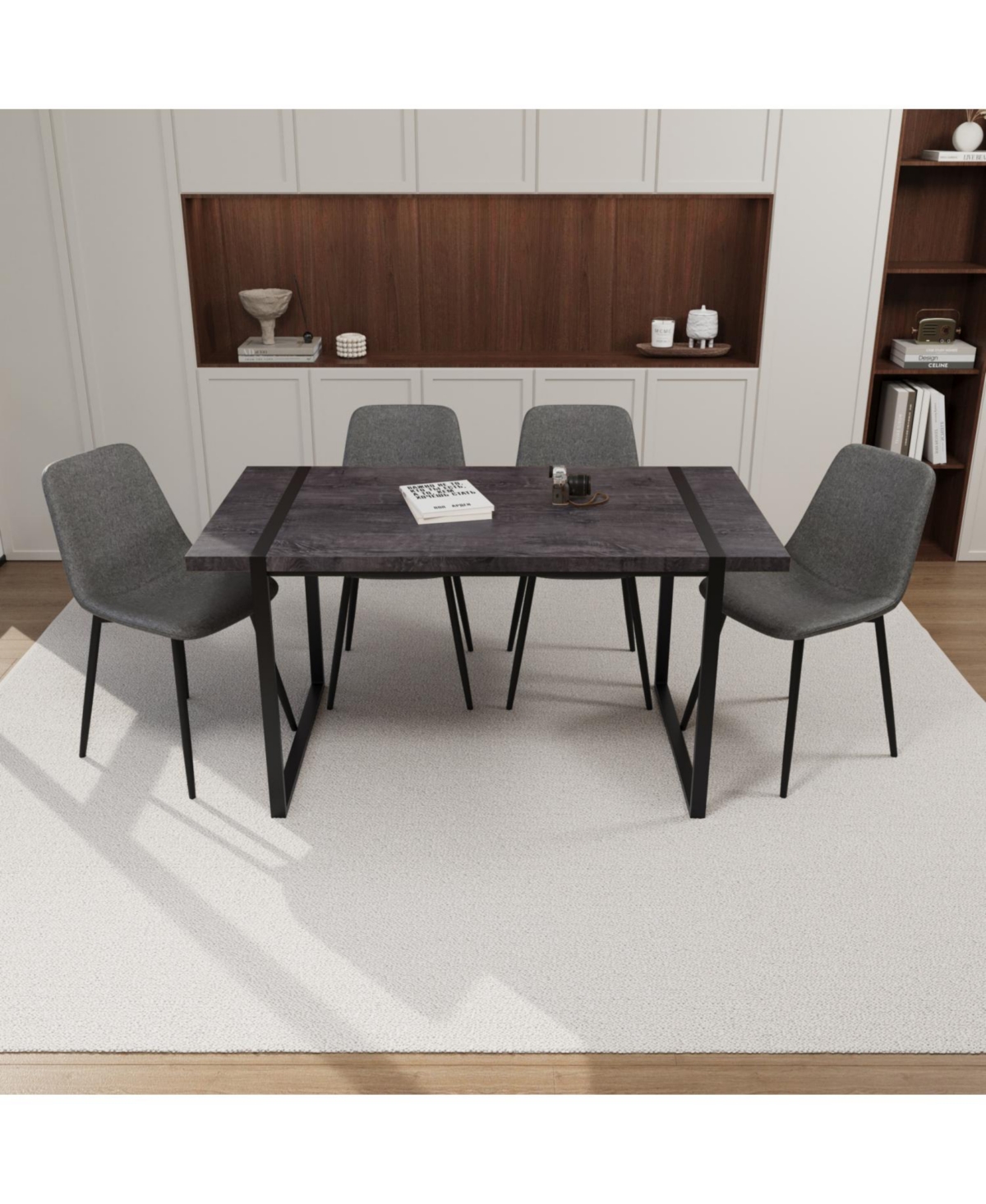 Click here for Streamdale Black Dining Table & 4 Suede Chairs - M... prices