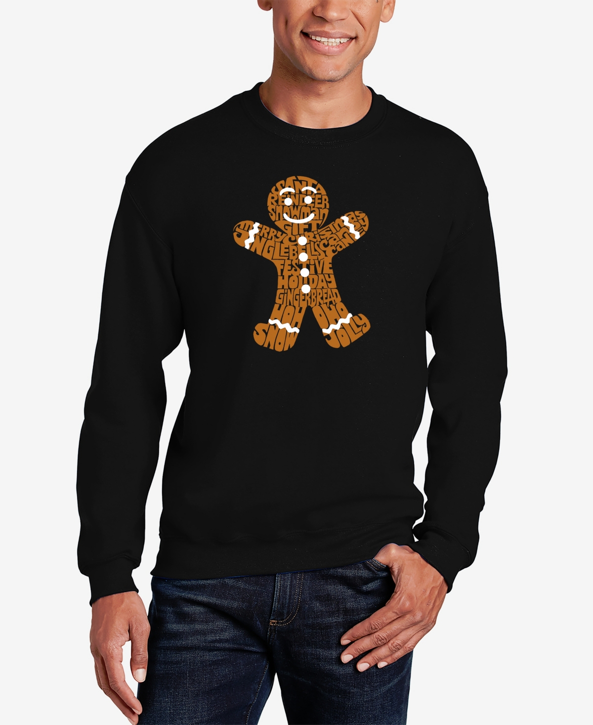 Click here for La Pop Art Mens Gingerbread Word Art Crewneck Swea... prices