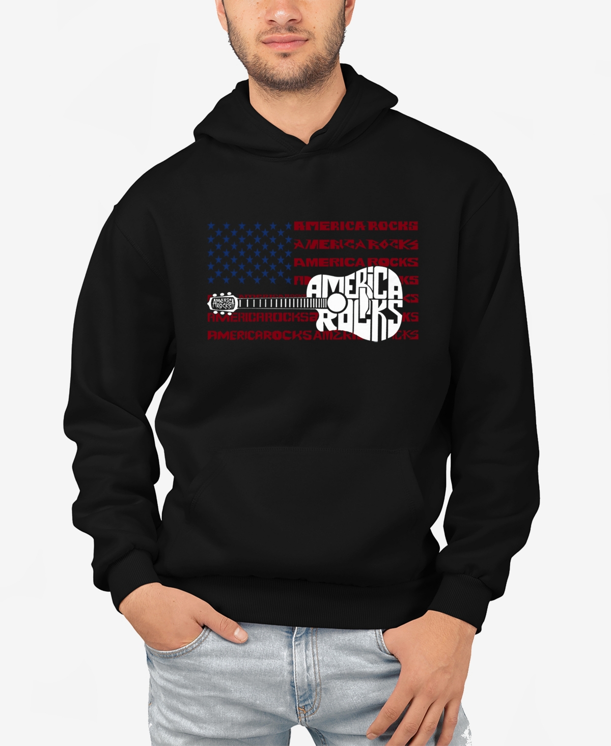 Click here for La Pop Art Mens America Rocks Word Art Hooded Swea... prices