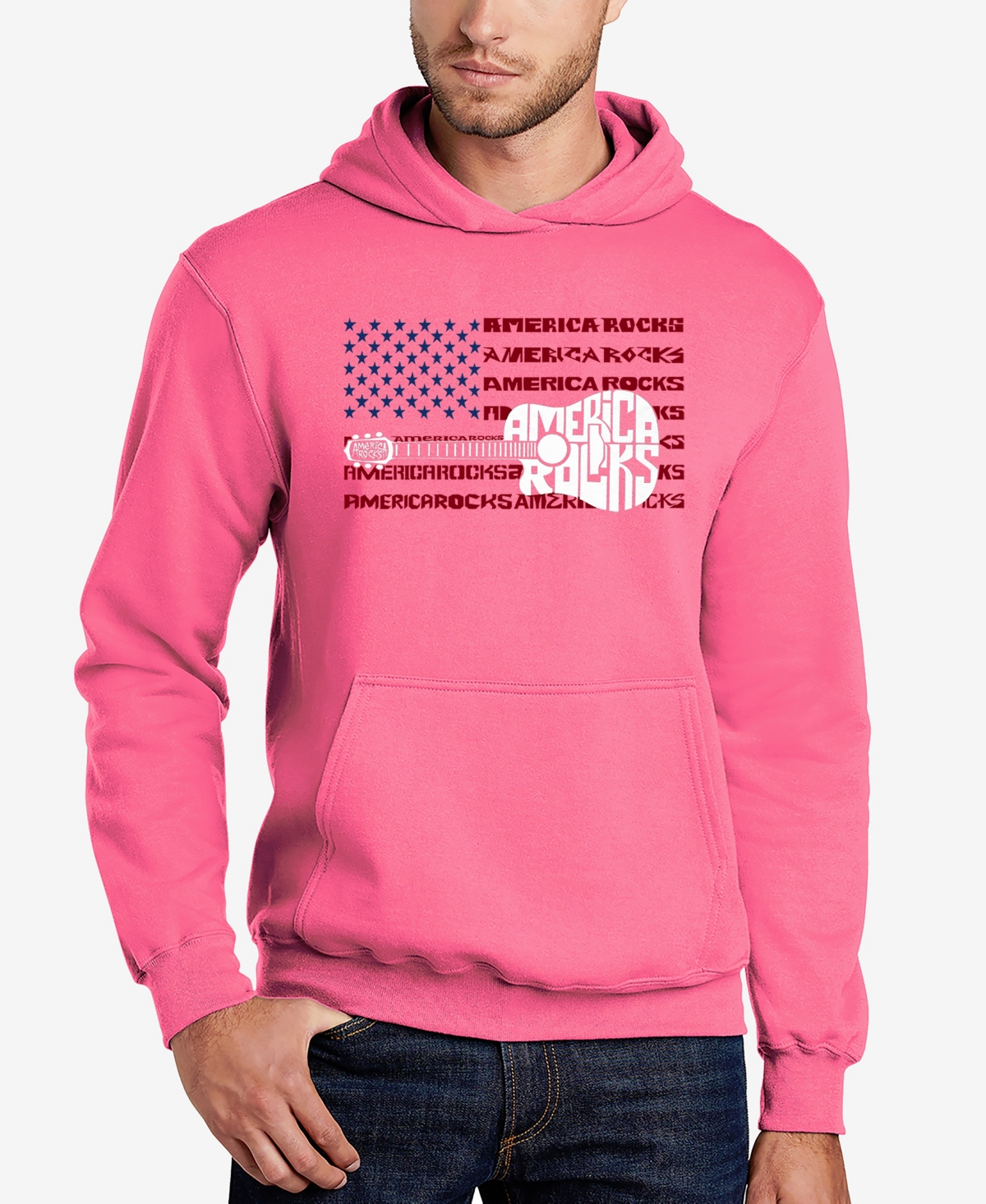 Click here for La Pop Art Mens America Rocks Word Art Hooded Swea... prices