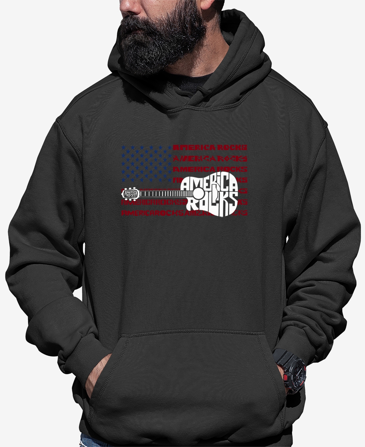 Click here for La Pop Art Mens America Rocks Word Art Hooded Swea... prices