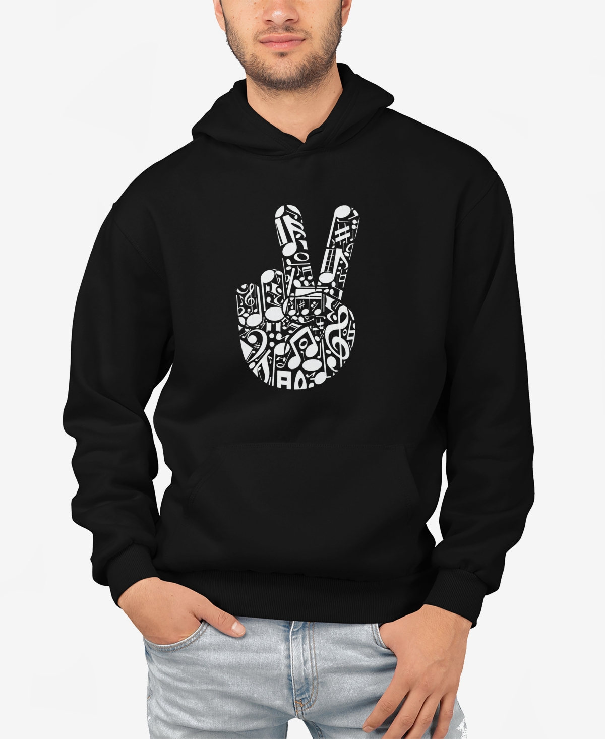 Click here for La Pop Art Mens Peace Finger Notes Word Art Hooded... prices