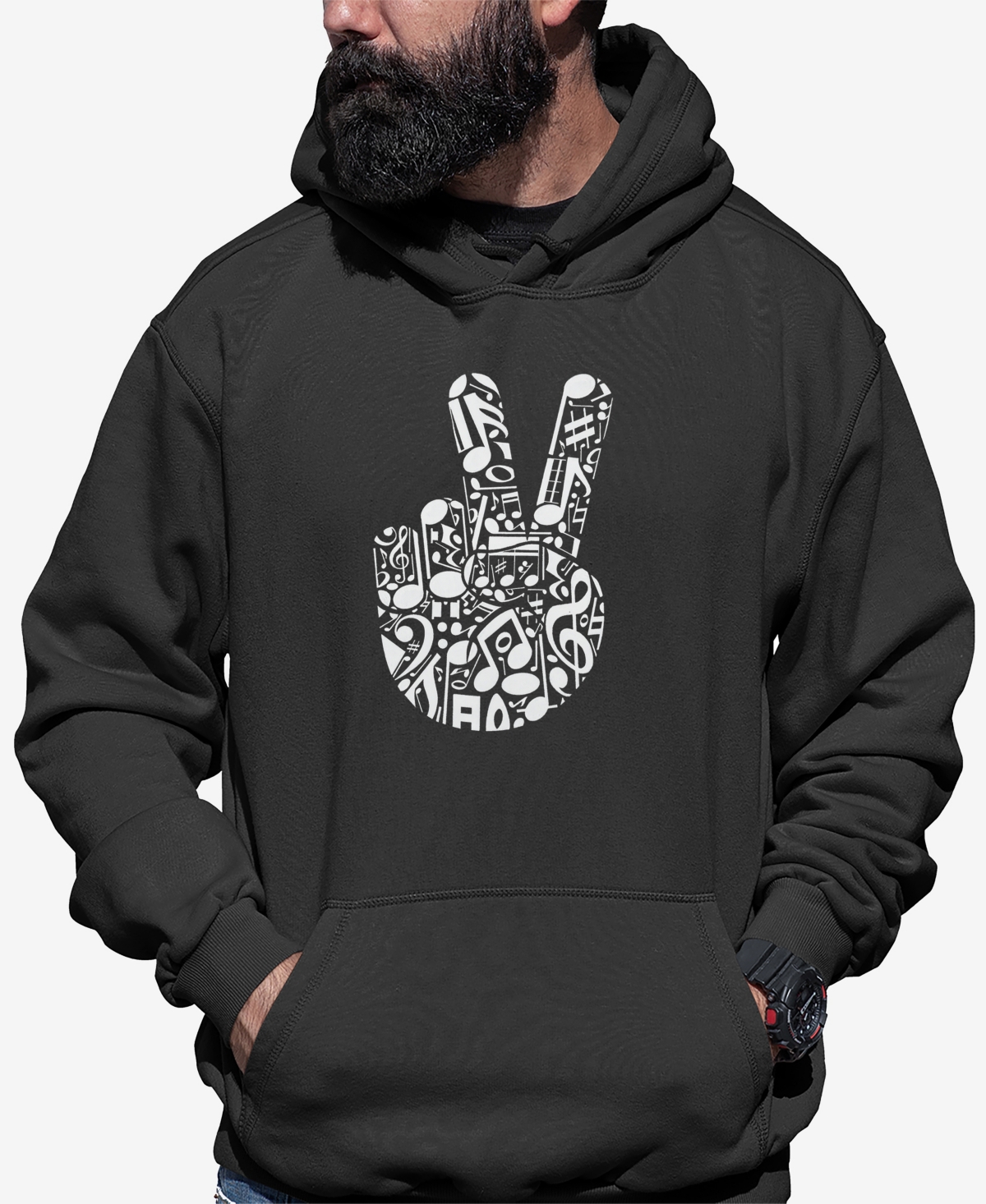Click here for La Pop Art Mens Peace Finger Notes Word Art Hooded... prices