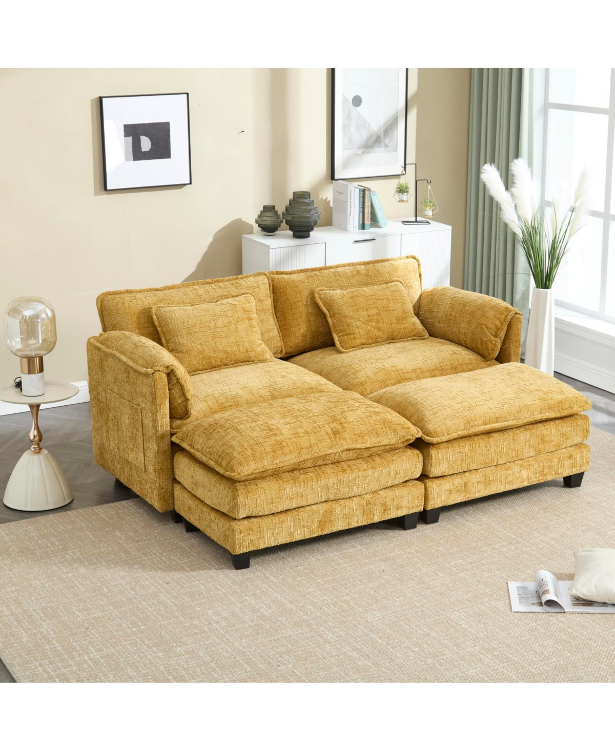 Click here for Streamdale Chenille Sofa with Footstools and Armre... prices