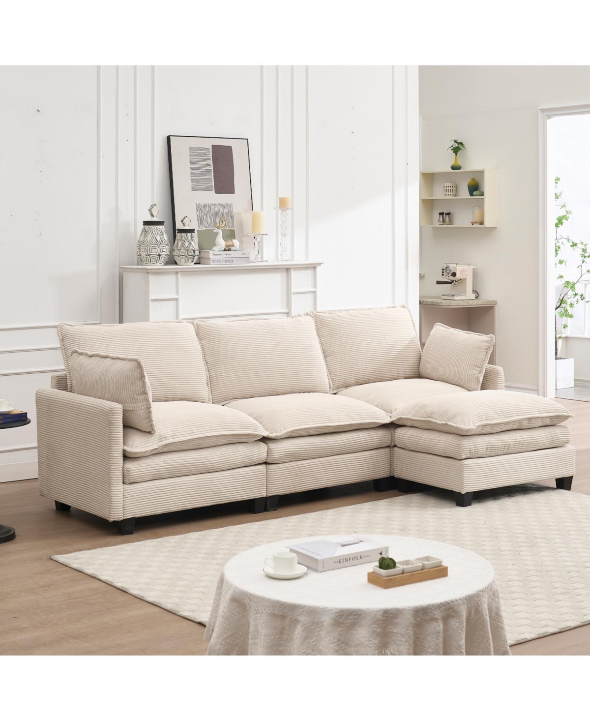 Click here for Streamdale Modular Velvet U-Shaped Sofa with Ottom... prices