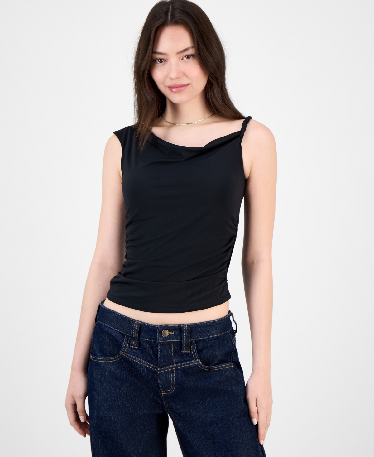 Click here for Madden Girl Juniors Twisted-Strap Asymmetrical Top... prices